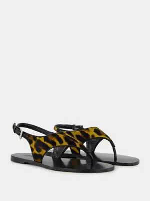 Paris Texas Leopard-print Flat Sandals With Adjustable Ankle Strap