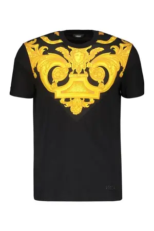 Versace Barocco-printed Crewneck T-shirt - Black