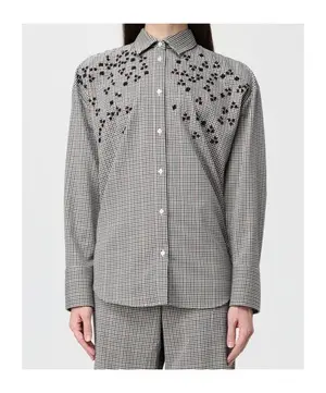 MSGM Long Sleeved Checked Embellished Shirt