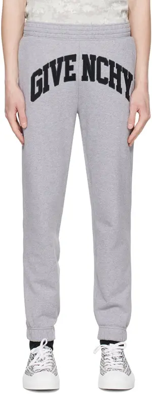 Givenchy Logo Printed Elastic Waist Jogging Pants - Gray