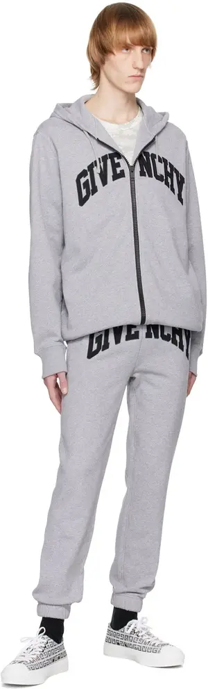 Givenchy Logo Printed Elastic Waist Jogging Pants - Gray