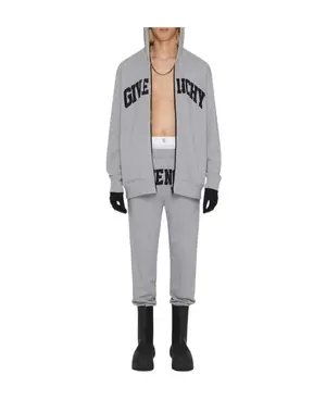 Givenchy Logo Printed Elastic Waist Jogging Pants - Gray