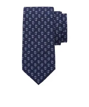 FERRAGAMO Dragon Pattern Neck Tie - Blue