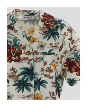 Miu Miu Graphic Printed Short Sleeve Shirt - No
