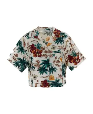 Miu Miu Graphic Printed Short Sleeve Shirt - Nude