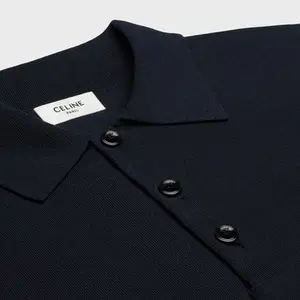 Celine Triomphe Polo In Fine Cotton - Blue