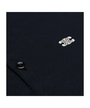 Celine Triomphe Polo In Fine Cotton - Blue