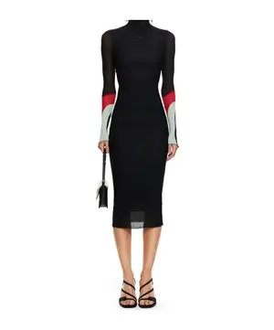 Off-White Jersey Insert Dress With Colorblock Sleeves