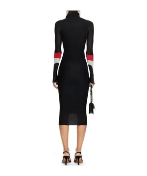 Off-White Jersey Insert Dress With Colorblock Sleeves