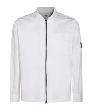 C.P. COMPANY Lens Detailed Zipped Shirt - White