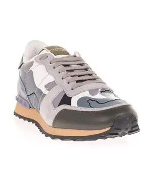 Valentino Garavani Rockstud Camouflage Rockrunner Sneakers - Gray