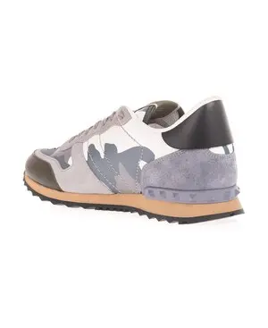 Valentino Garavani Rockstud Camouflage Rockrunner Sneakers - Gray