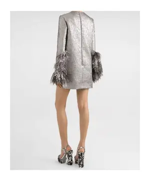 Dolce & Gabbana Feather-trimmed Mini Dress