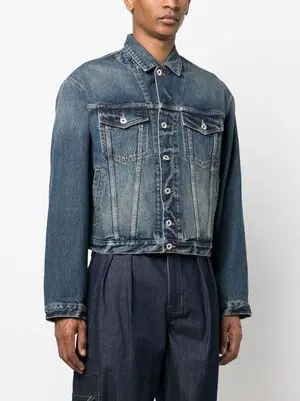 Kenzo Cropped Denim Jacket With Contrast Stitching