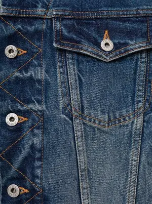 Kenzo Cropped Denim Jacket With Contrast Stitching