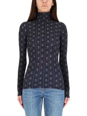 Tory Burch Paisley Print Turtleneck Top