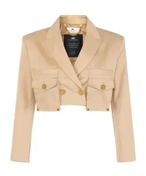 Elisabetta Franchi Cropped Double-breasted Jacket With Cargo Pockets