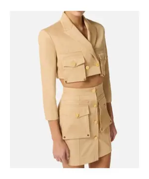 Elisabetta Franchi Cropped Double-breasted Jacket With Cargo Pockets