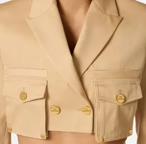 Elisabetta Franchi Cropped Double-breasted Jacket With Cargo Pockets