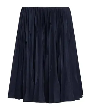 Alaïa Pleated Merino Flannel Midi Skirt - Navy