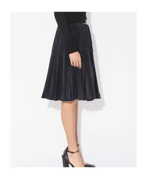 Alaïa Pleated Merino Flannel Midi Skirt - Navy