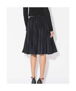 Alaïa Pleated Merino Flannel Midi Skirt - Navy