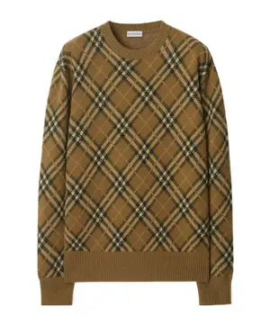 Burberry Checked Knitted Crewneck Jumper - Shrew