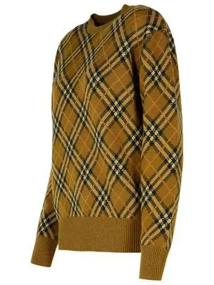 Burberry Checked Knitted Crewneck Jumper