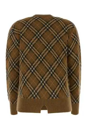 Burberry Checked Knitted Crewneck Jumper