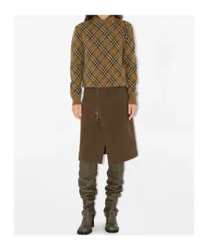 Burberry Checked Knitted Crewneck Jumper