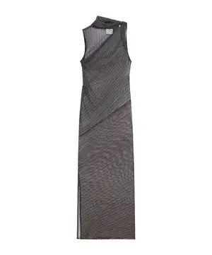 COURREGES Draped Mesh Dress With Silver Logo Embellishment