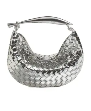 Bottega Veneta Woven Detail Small Handbag - Silver