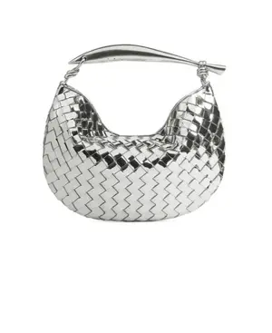 Bottega Veneta Woven Detail Small Handbag - Silver