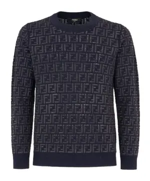 Fendi Allover Ff Jacquard Crewneck Jumper - Blue