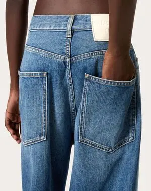 Valentino Garavani Logo Patch Straight Leg Jeans - Blue