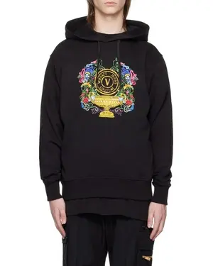 Versace Logo-printed Drawstring Hoodie - Black