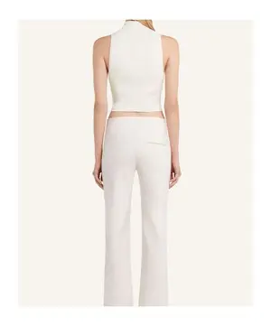 COURREGES Courrèges Mock-neck Cropped Ribbed Tank Top - White