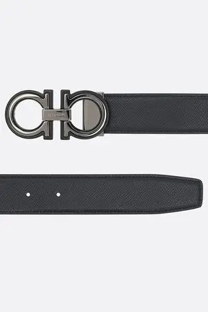 FERRAGAMO Double-sided Gancini Buckle Belt - Black