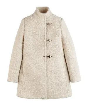 FAY Virginia Bouclé Stand-up Collar Coat - Nude