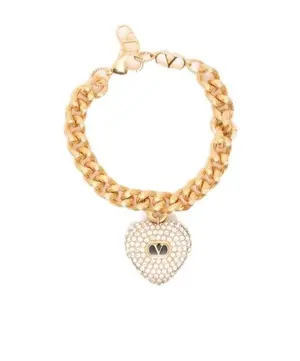 Valentino Garavani Embellished Heart Chain Bracelet - Yellow