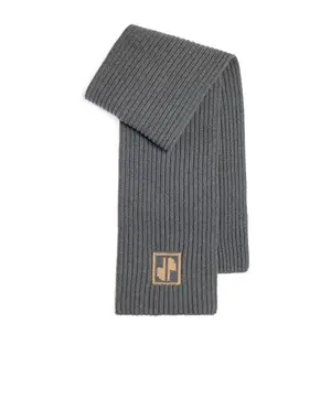 PATOU Logo Intarsia Knit Scarf - Grey