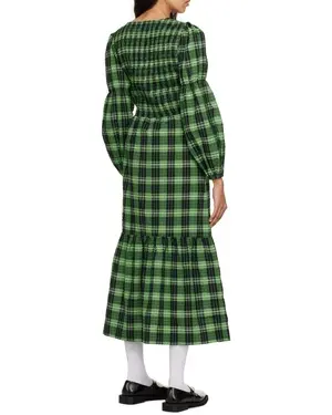 GANNI Seersucker Check Maxi Dress