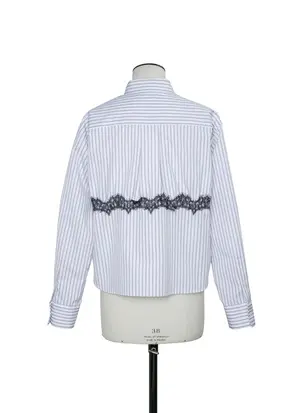 Sacai Striped Lace Embellished Shirt