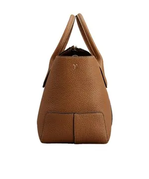 TOD'S Logo Embossed Zipped Small Tote Bag - Brown