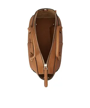 TOD'S Logo Embossed Zipped Small Tote Bag - Brown