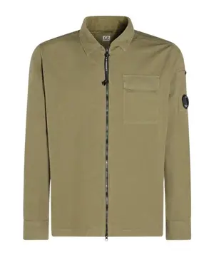 C.P. COMPANY Logo Plaque Zipped Shirt