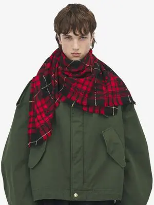 Alexander McQueen Tartan Skull Frayed-edge Scarf