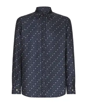 Dolce & Gabbana Dolce Gabbana Tie Printed Martini-fit Shirt - Blue