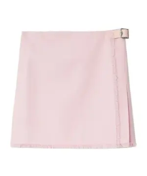 Burberry Pleated Kilt With Frayed Hem And Buckle Fastening