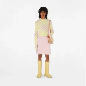 Burberry Pleated Kilt With Frayed Hem And Buckle Fastening